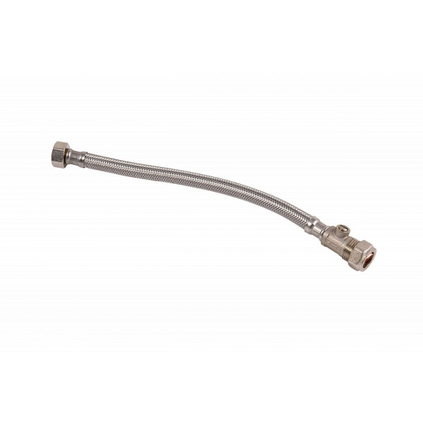 15MM X 1/2" FLEXIBLE TAP CONNECTOR CW ISO VALVE STANDARD